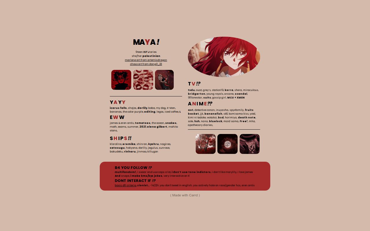 maya’s carrd